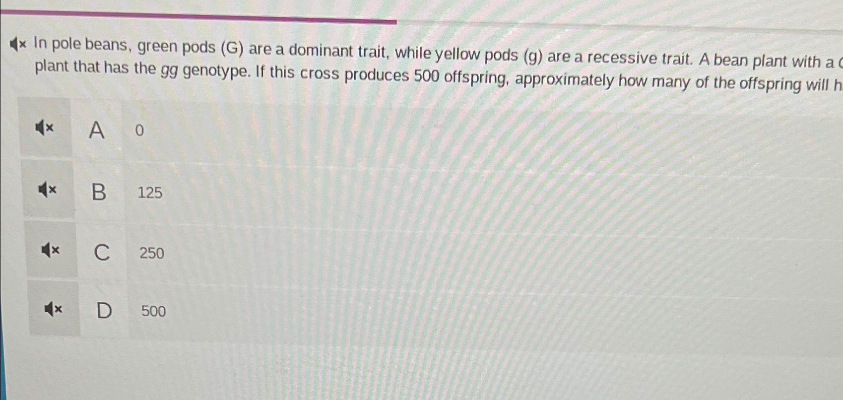 Solved In pole beans, green pods (G) ﻿are a dominant trait, | Chegg.com