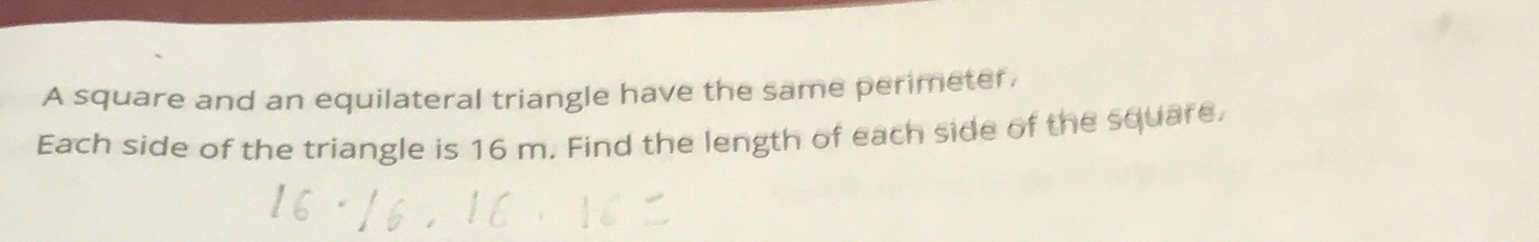 Solved A square and an equilateral triangle have the same | Chegg.com