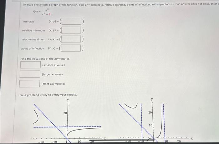 Solved f(x)=x2−81x3 intercept (x,y)=( relative minimum | Chegg.com