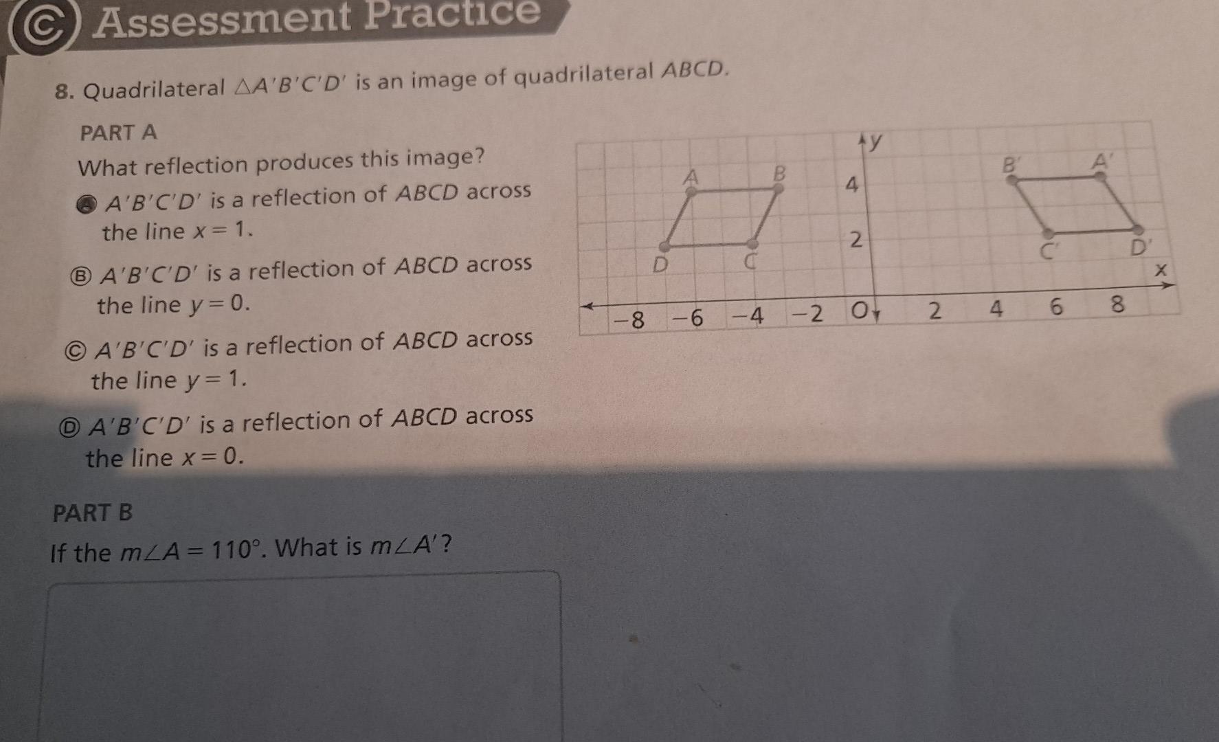 Solved C Assessment Practice 8. Quadrilateral AA'B'C'D' is | Chegg.com