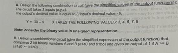 Solved A. Design the following combination circuit (aive the | Chegg.com