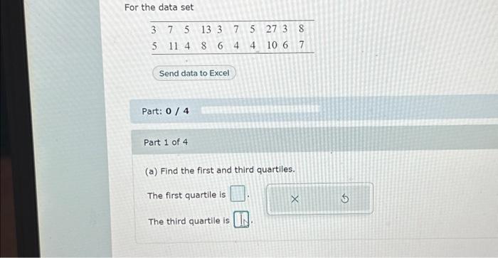 Solved For the data set Part: 0 / 4 Part 1 of 4 (a) Find the | Chegg.com