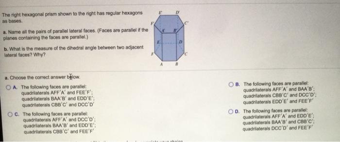 Solved The right hexagonal prism shown to the right has | Chegg.com