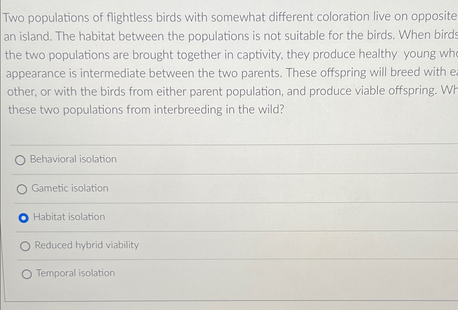Solved Two populations of flightless birds with somewhat | Chegg.com
