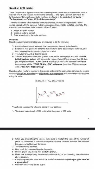 Solved Question 2:(20 marks) Turtle Graphics is a Python | Chegg.com