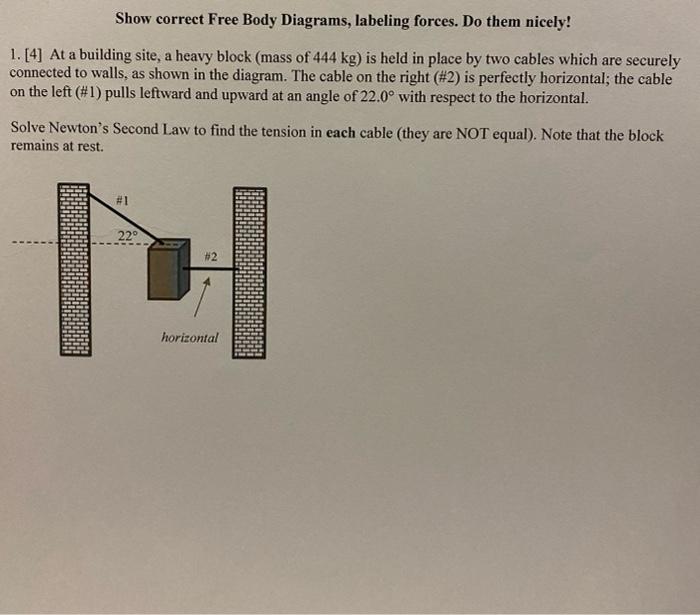 Solved Show correct Free Body Diagrams, labeling forces. Do | Chegg.com