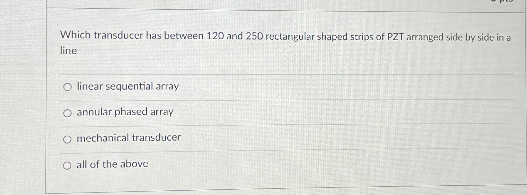 Solved Which transducer has between 120 ﻿and 250 | Chegg.com