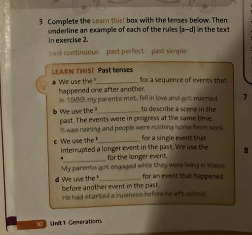 3 ﻿Complete the Learn this! box with the tenses | Chegg.com