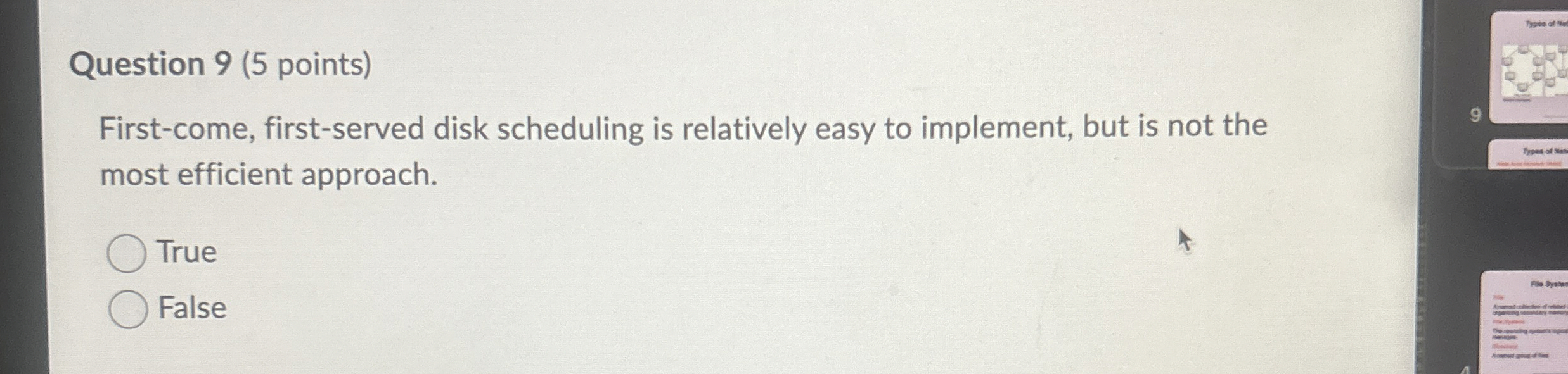 Solved Question 9 (5 ﻿points)First-come, first-served disk | Chegg.com