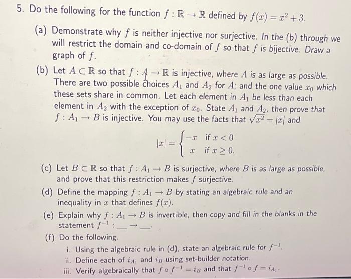 Solved 5 Do The Following For The Function F R→r Defined By