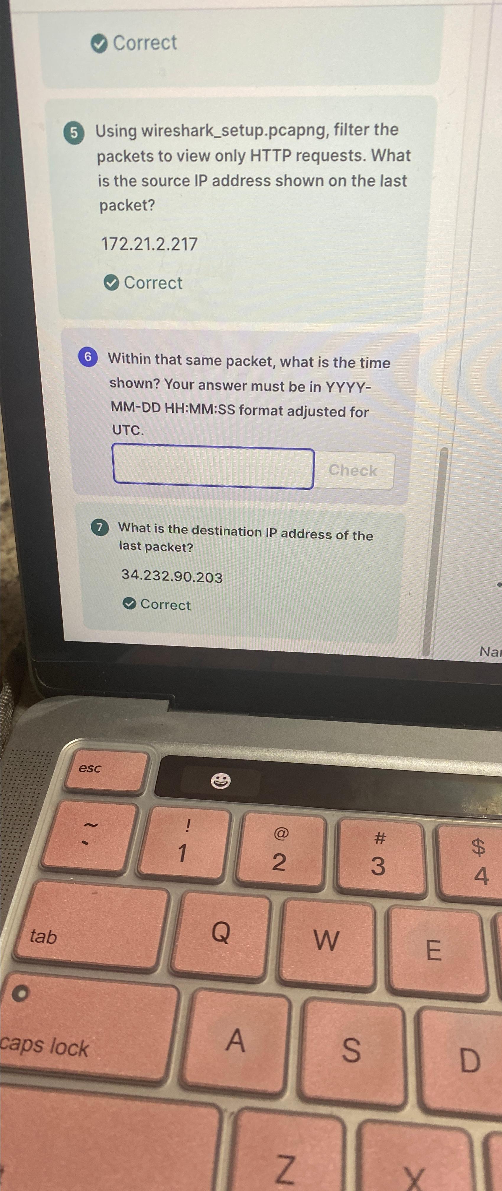 Correct5 ﻿using Wireshark Setup Pcapng Filter The