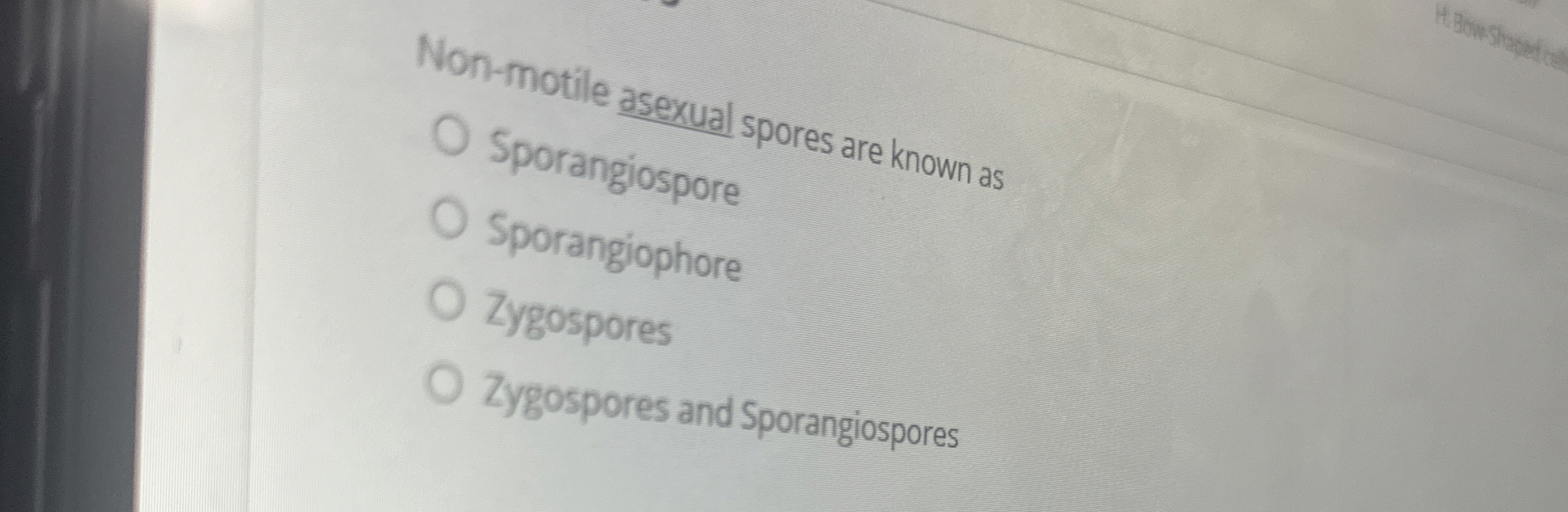 Solved Non-motile asexual spores are known | Chegg.com