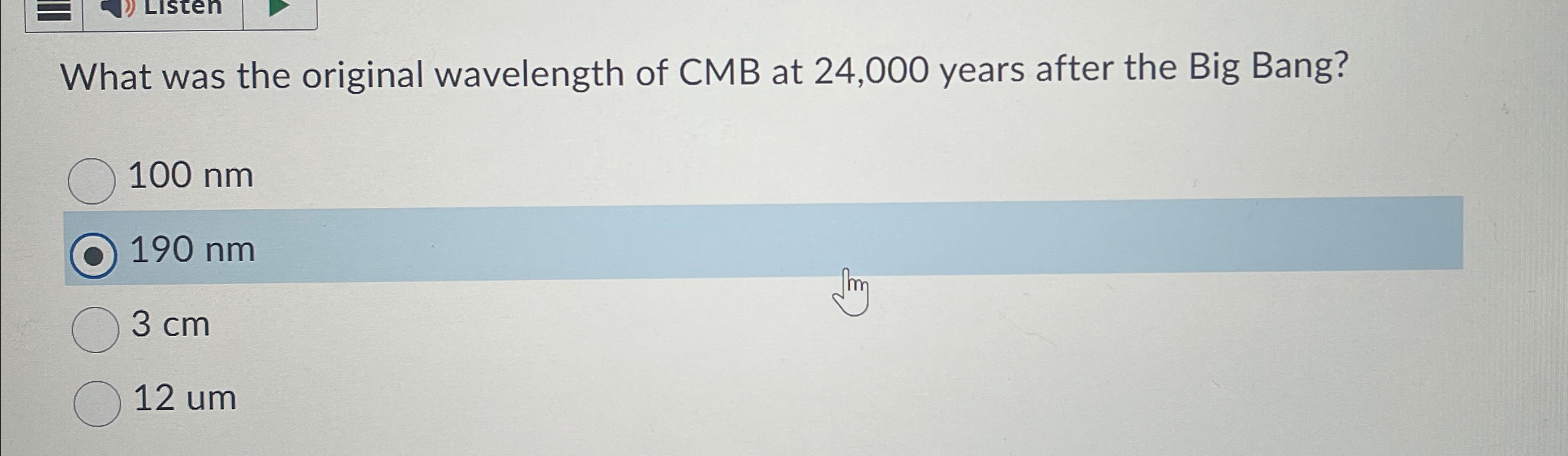 Solved What was the original wavelength of CMB at 24,000 | Chegg.com