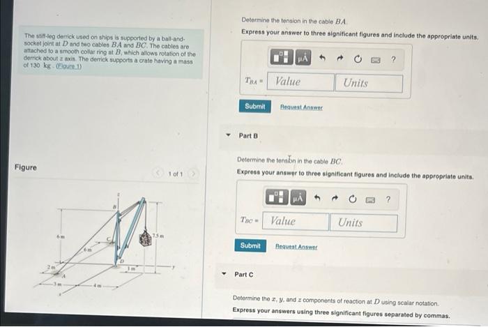 Solved Determine the tension in the cable BA Express your | Chegg.com