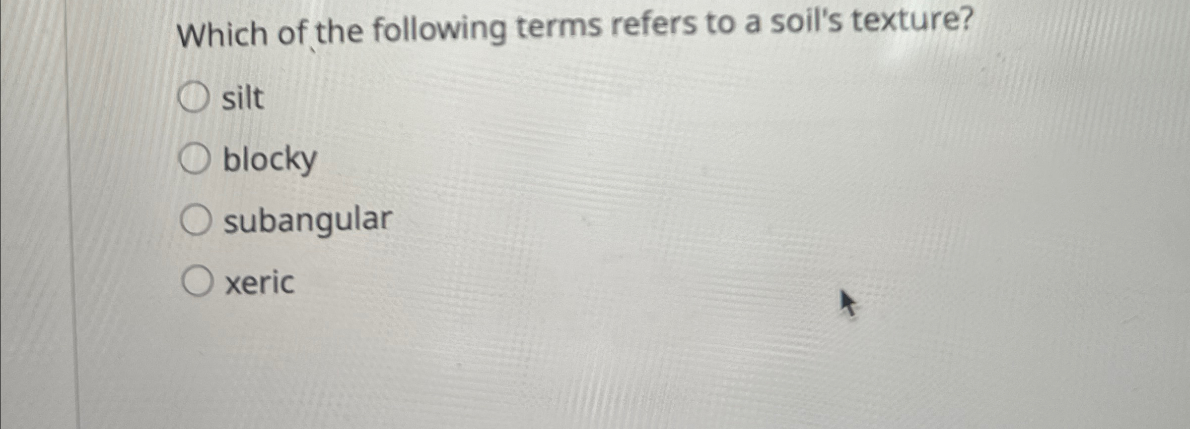 Solved Which of the following terms refers to a soil's | Chegg.com