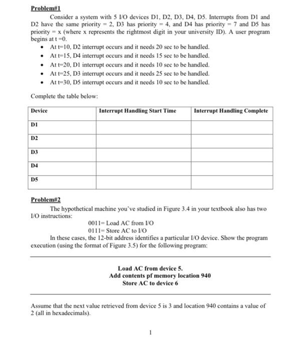 Solved Problem#1 Consider a system with 5 10 devices DI, D2, | Chegg.com