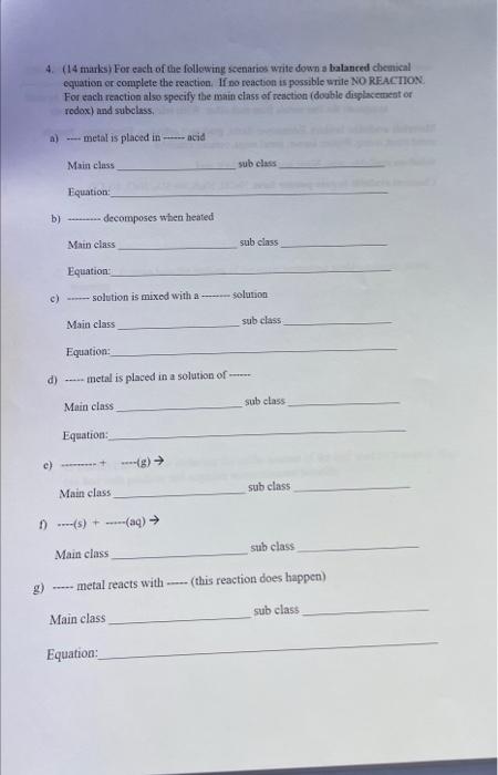 Solved 4. (14 marks) For each of the following scenarios | Chegg.com