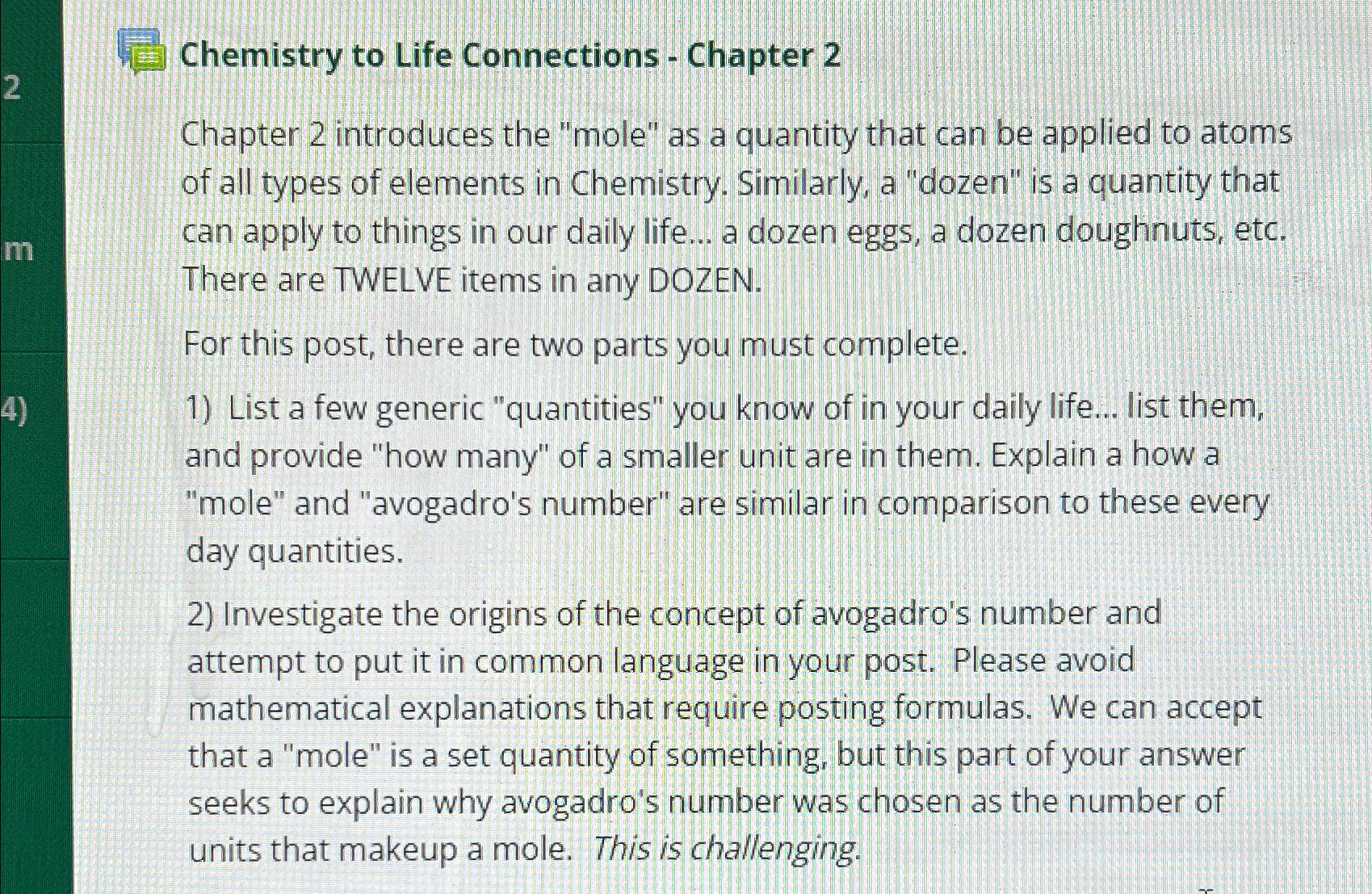 Solved Chemistry to Life Connections - ﻿Chapter 2Chapter 2 | Chegg.com