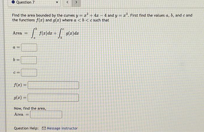 Solved Find the area bounded by the curves y=x2+4x−4 and | Chegg.com