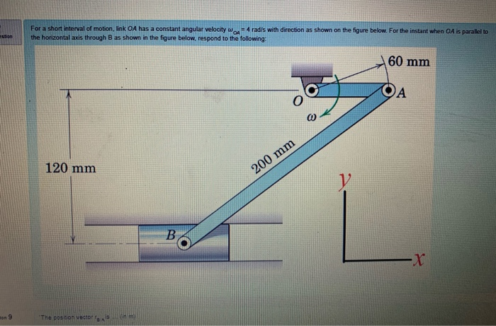 Solved For a short interval of motion, link OA has a | Chegg.com