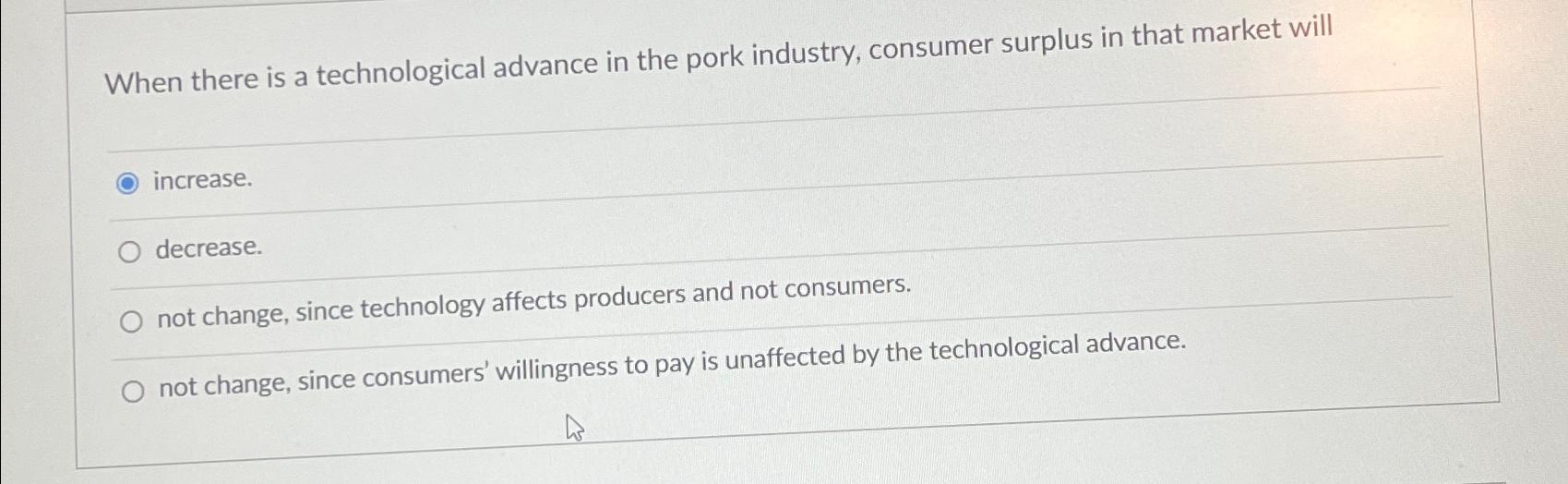 Solved When there is a technological advance in the pork | Chegg.com