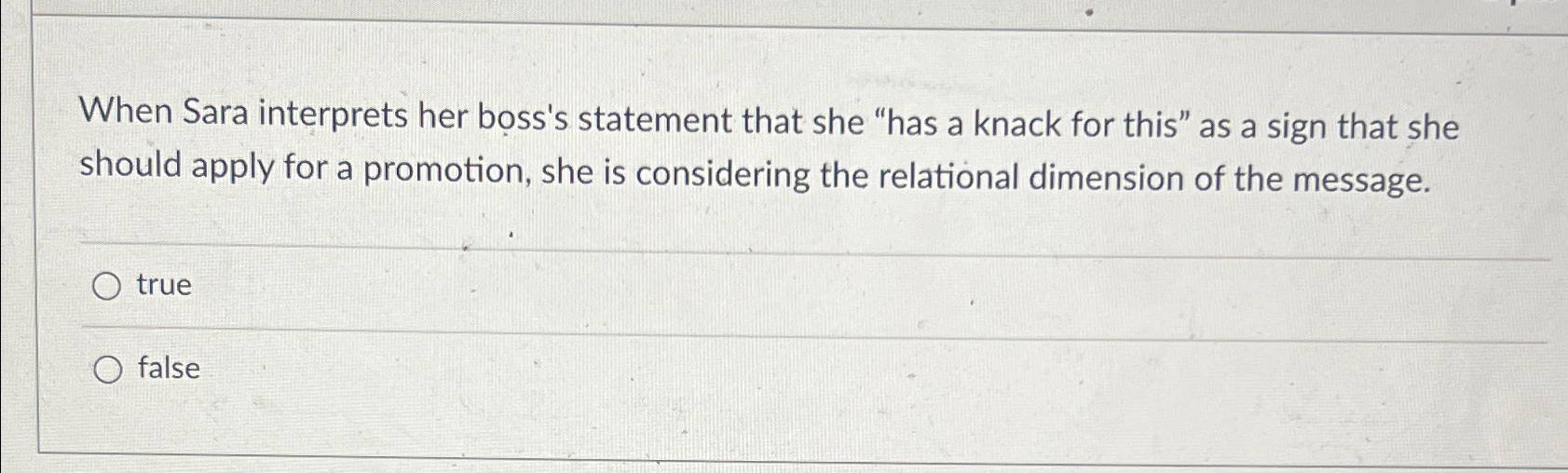 Solved When Sara interprets her boss's statement that she | Chegg.com