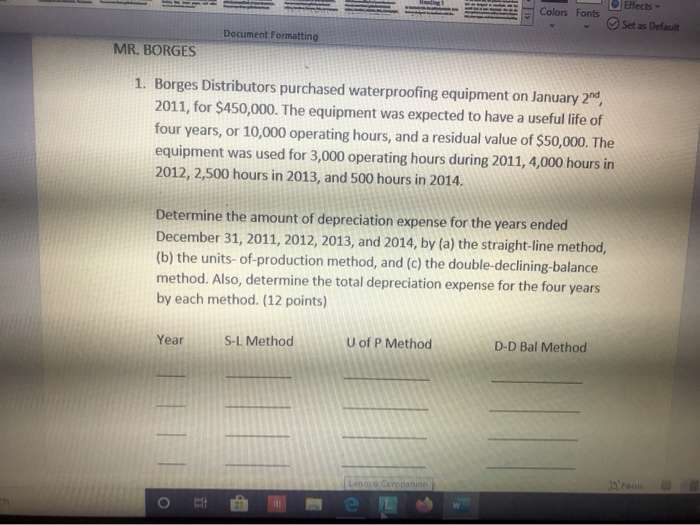 Solved Document Formatting MR. BORGES 1. Borges Distributors | Chegg.com