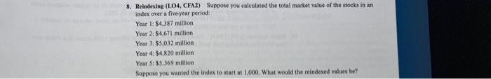 Solved 8. Reindexing (LO4, CFA2) Suppose you calculated the | Chegg.com