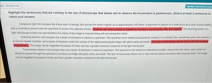 Solved highlight the sentences that are contrary to the use | Chegg.com