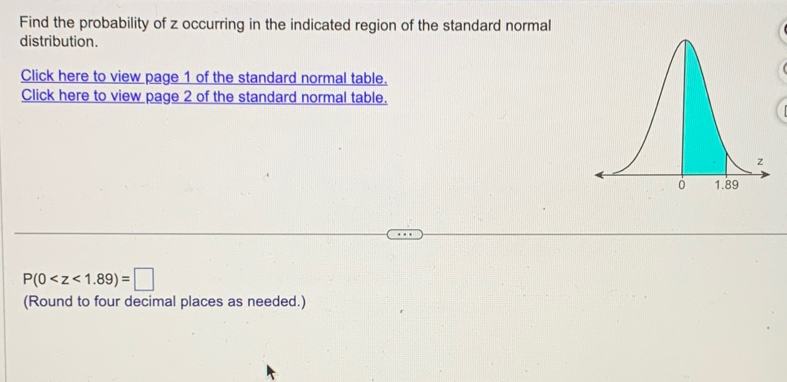 Solved Find the probability of z ﻿occurring in the indicated | Chegg.com