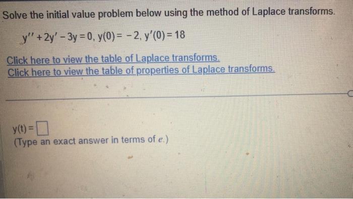 Solved Solve the initial value problem below using the | Chegg.com