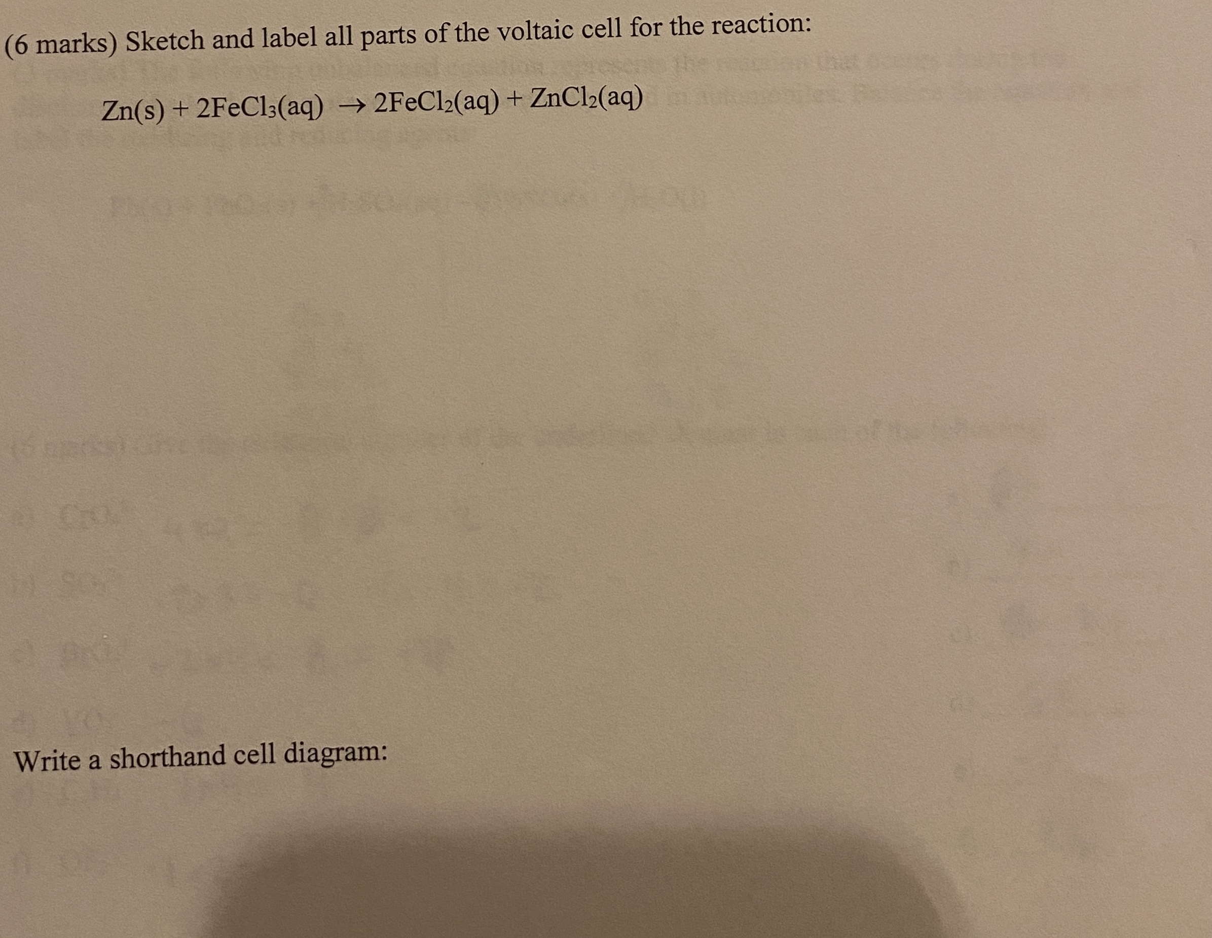 Solved 1. ﻿ Sketch and label all parts of the voltaic cell | Chegg.com
