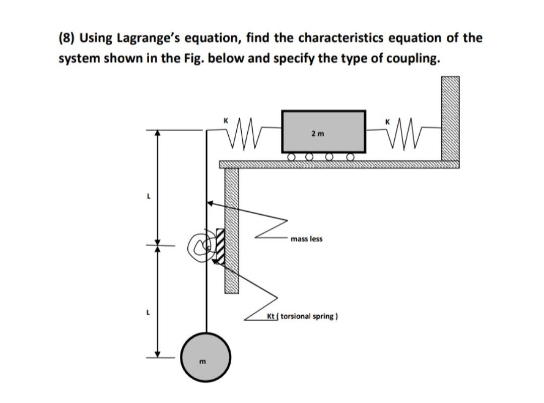 Solved (8) Using Lagrange's equation, find the | Chegg.com