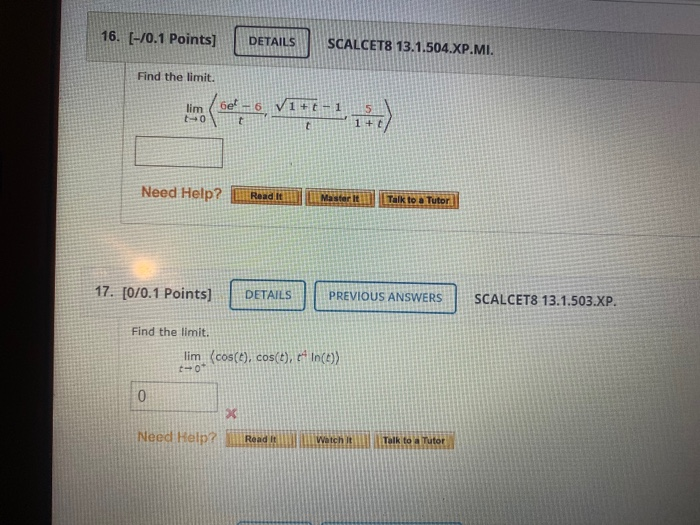 Solved 16. (-/0.1 Points] DETAILS SCALCET8 13.1.504.XP.MI. | Chegg.com