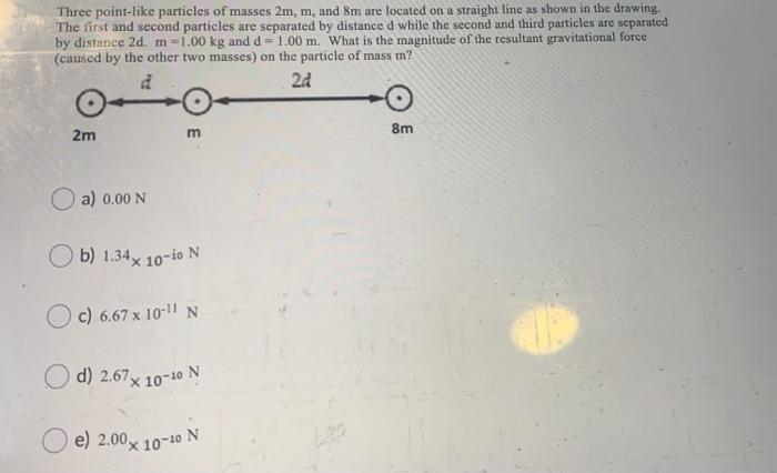 Solved Three point-like particles of masses 2m, m, and 8m | Chegg.com