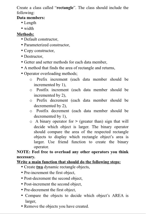 Solved Create a class called "rectangle". The class should | Chegg.com