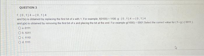 Solved f:{0,1}4→{0,1}4 and f(x) is obtained by replacing the | Chegg.com