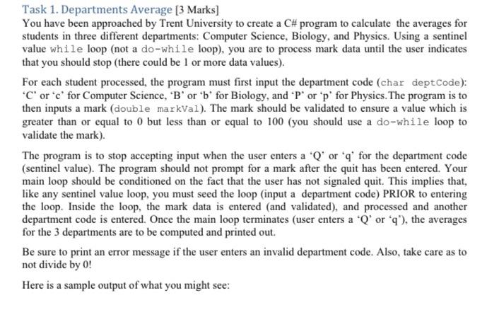 Solved Task 1. Departments Average [3 Marks] You have been | Chegg.com