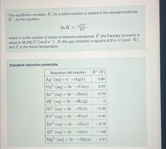 Using a table of standard reduction potentials, | Chegg.com