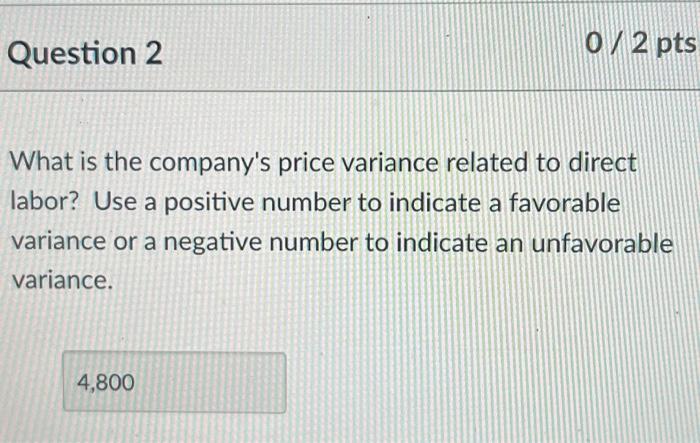 Solved What is the company's price variance related to | Chegg.com