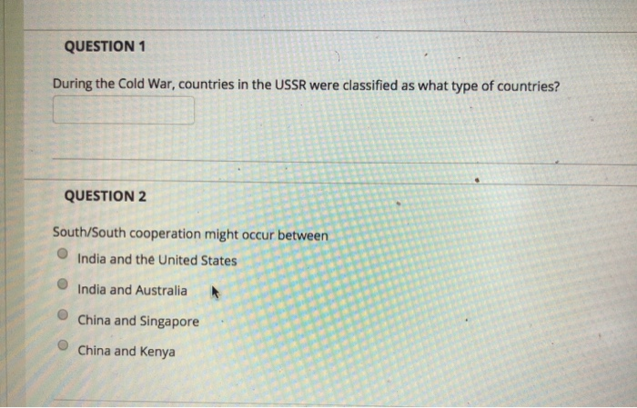Solved QUESTION 1 During the Cold War, countries in the USSR | Chegg.com