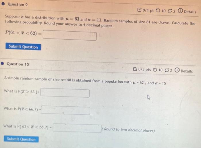 Solved Suppose x has a distribution with μ=63 and σ=11. | Chegg.com