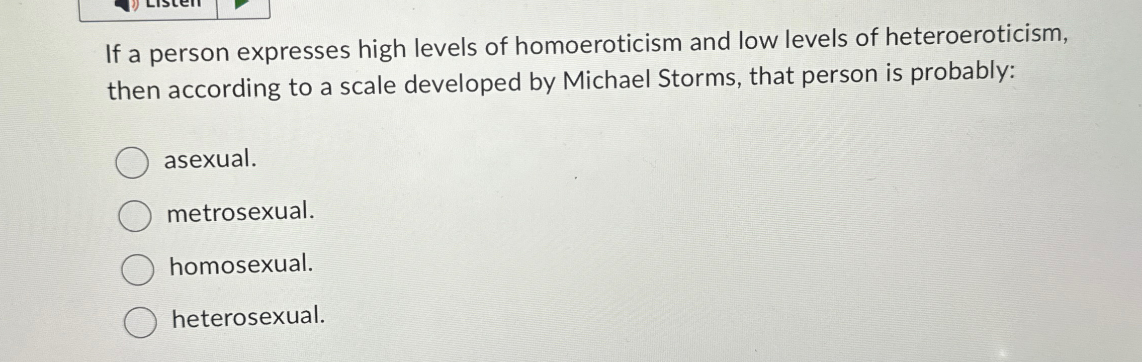 Solved If a person expresses high levels of homoeroticism | Chegg.com