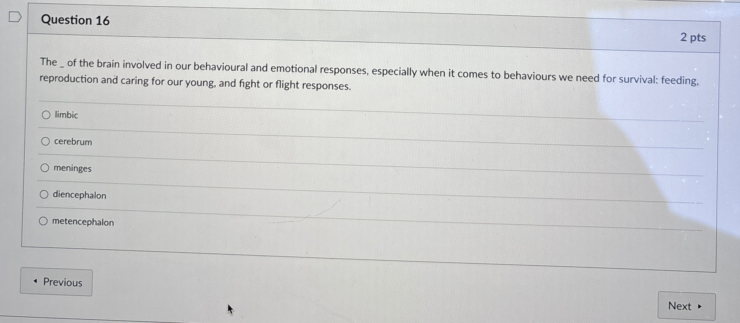 Solved Question 162 ﻿ptsThe _ ﻿of the brain involved in our | Chegg.com