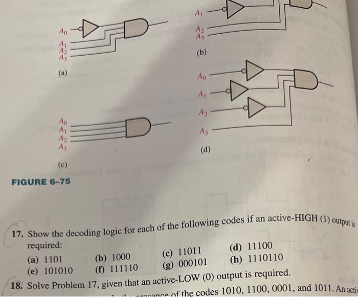 Solved (a) (d) FIGURE 6-75 17. Show the decoding logic for | Chegg.com Solved (a) (d) FIGURE 6-75 17. Show the decoding logic for | Chegg.com