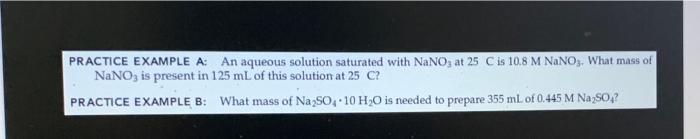 Solved PRACTICE EXAMPLE A: An aqueous solution saturated | Chegg.com