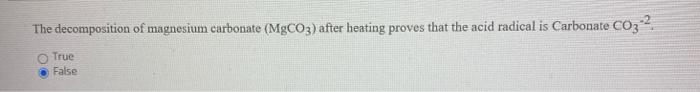 Solved The decomposition of magnesium carbonate (MgCO3) | Chegg.com