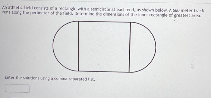 Solved An athletic field consists of a rectangle with a | Chegg.com