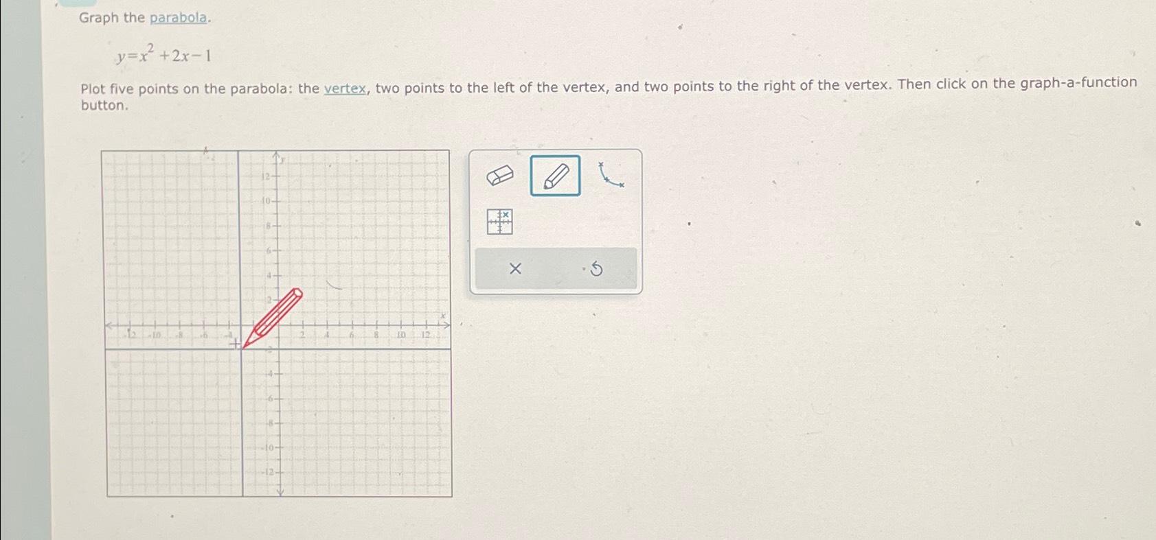 Solved Graph the parabola.y=x2+2x-1Plot five points on the | Chegg.com