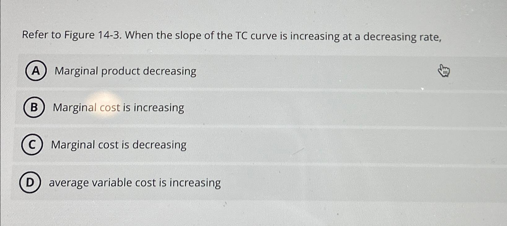 Solved Refer to Figure 14-3. ﻿When the slope of the TC curve | Chegg.com